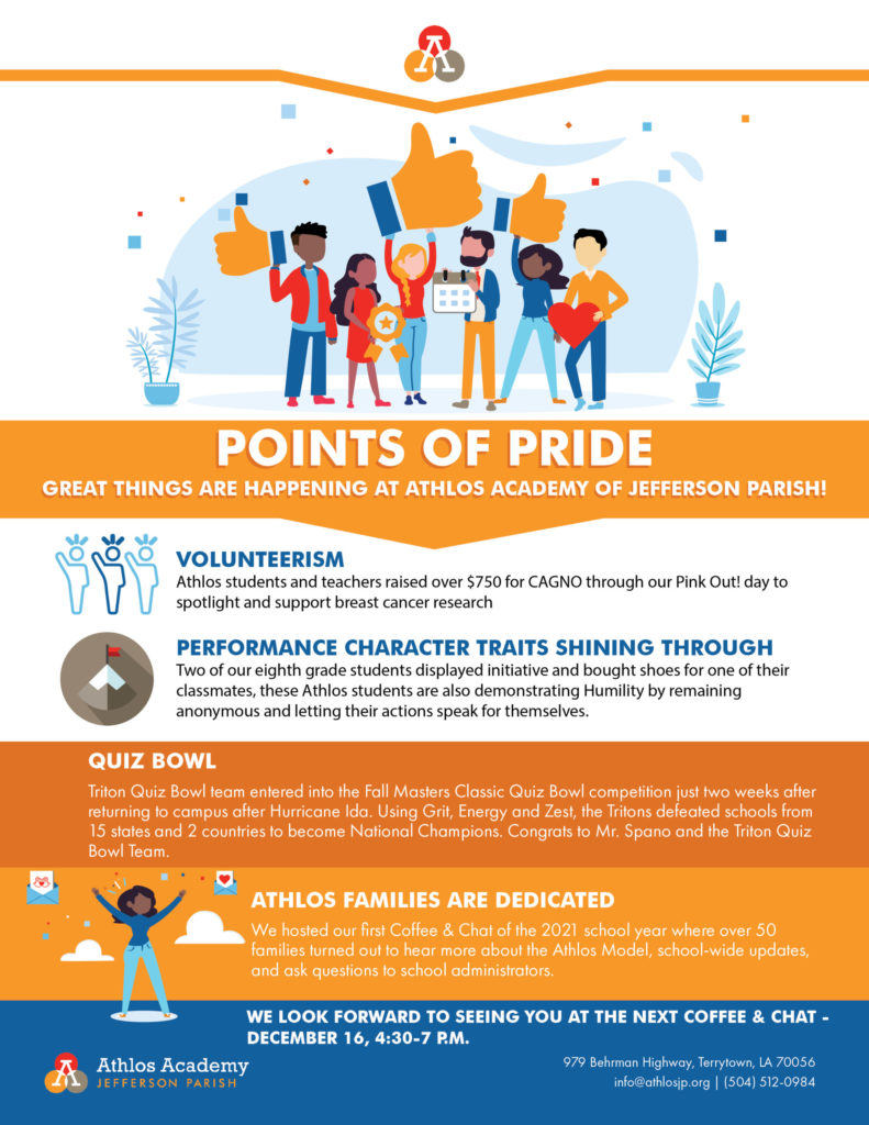 Points of Pride - November 2021 - Athlos Academy of Jefferson Parish